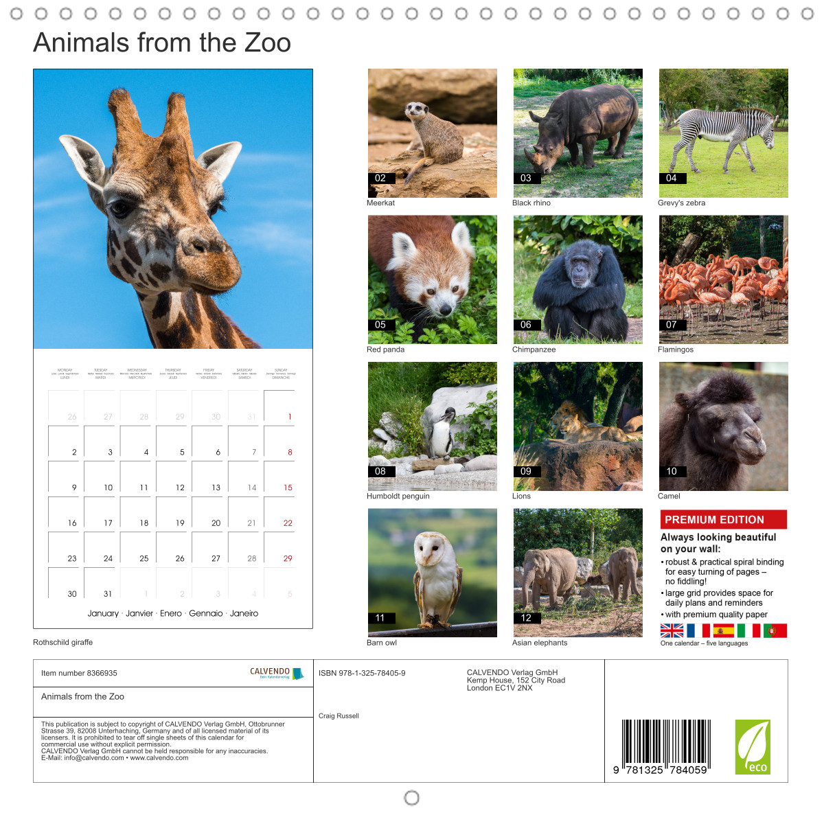 Zoo Animal Calendar 2022